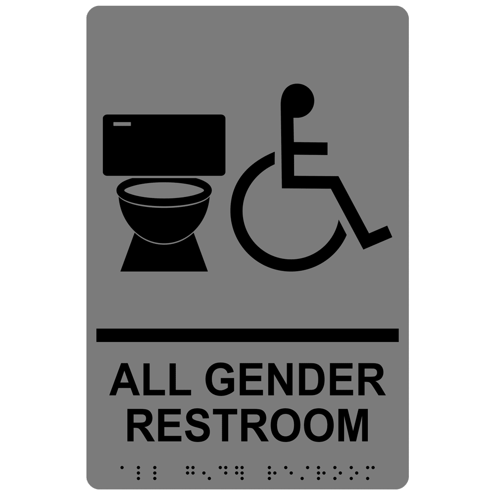 ADA All Gender Restroom Sign RRE-25425_BLKonGray Gender Neutral