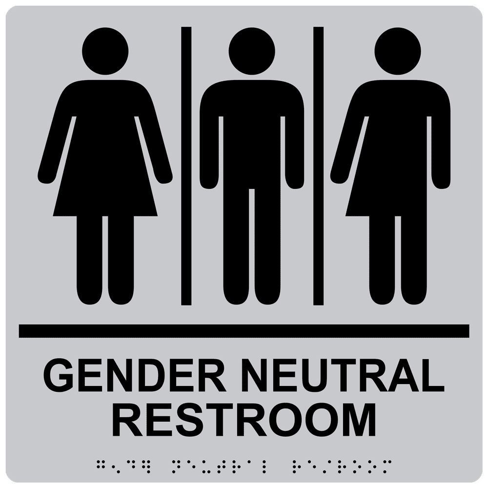 ADA Gender Neutral Restroom Sign RRE-25440-99_BLKonSLVR Gender Neutral
