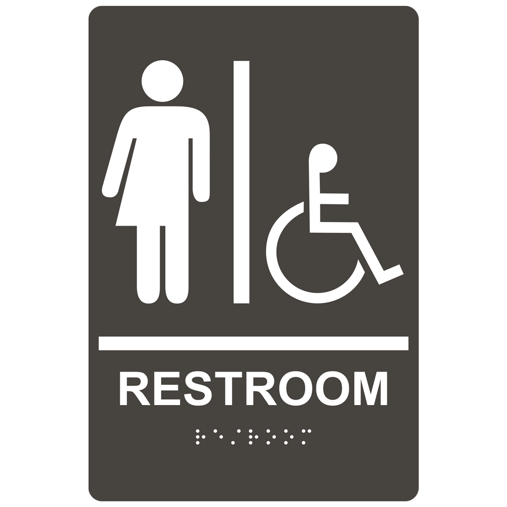 ADA Restroom Sign RRE-25461_WHTonCHGRY Restrooms Gender Neutral