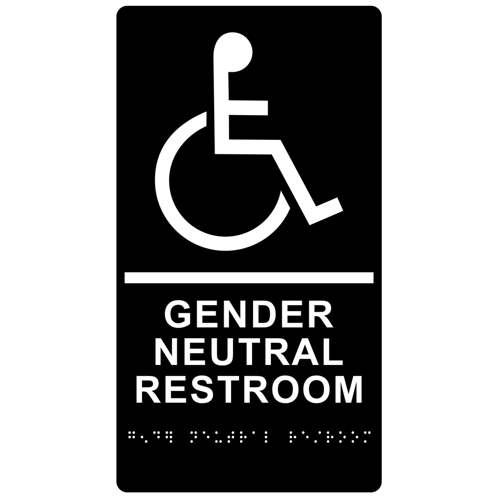 Portrait ADA Gender Neutral Sign With Symbol RRE-35208-WHTonBLK
