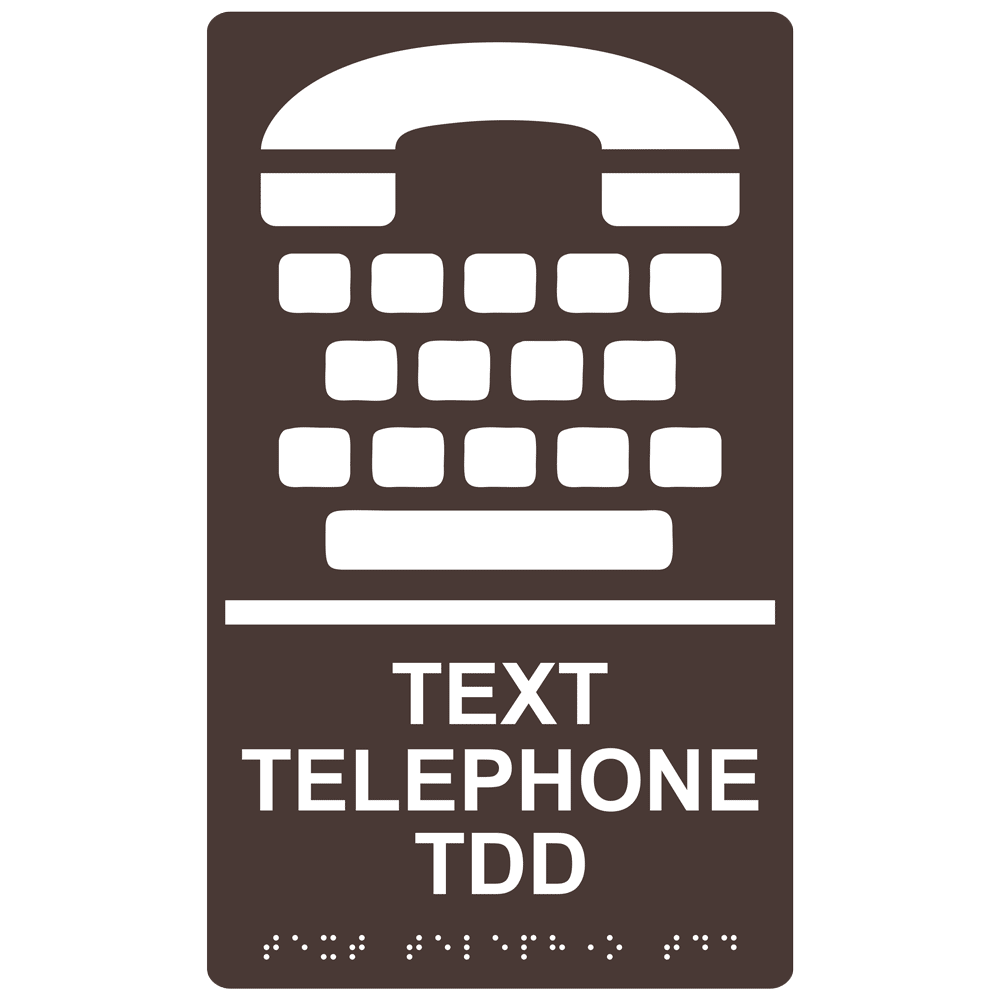 ADA Text Telephone Tdd With Symbol Braille Sign RRE-16807_WHTonDKBN