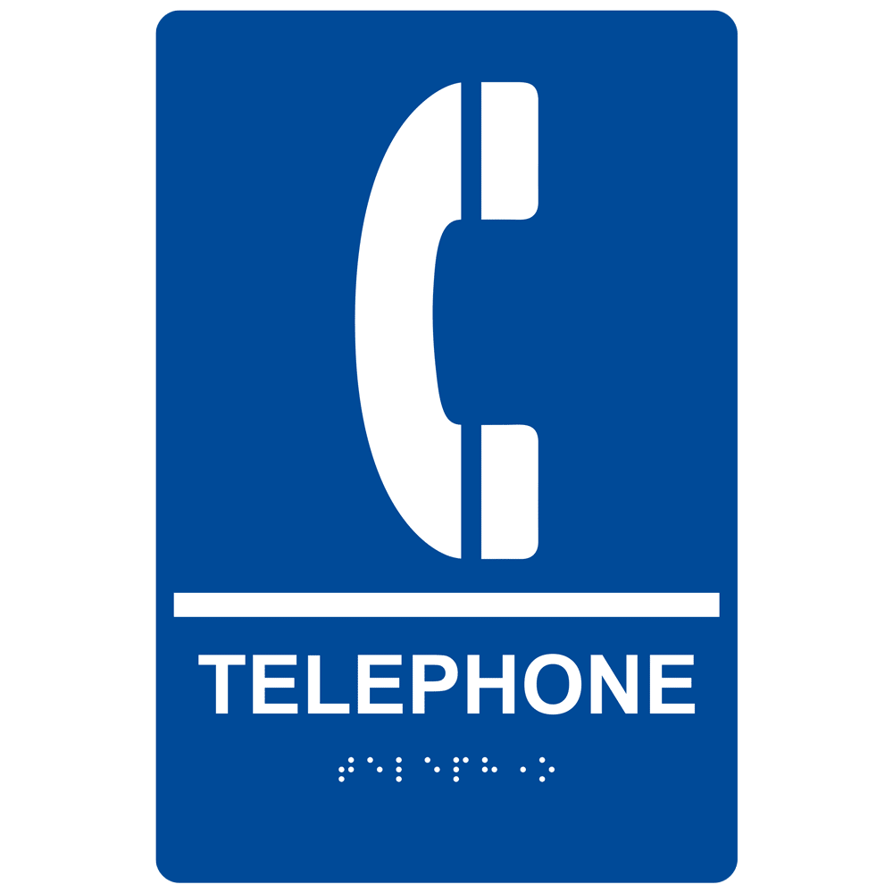 ADA Telephone With Symbol Braille Sign RRE-200_WHTonBLU Information