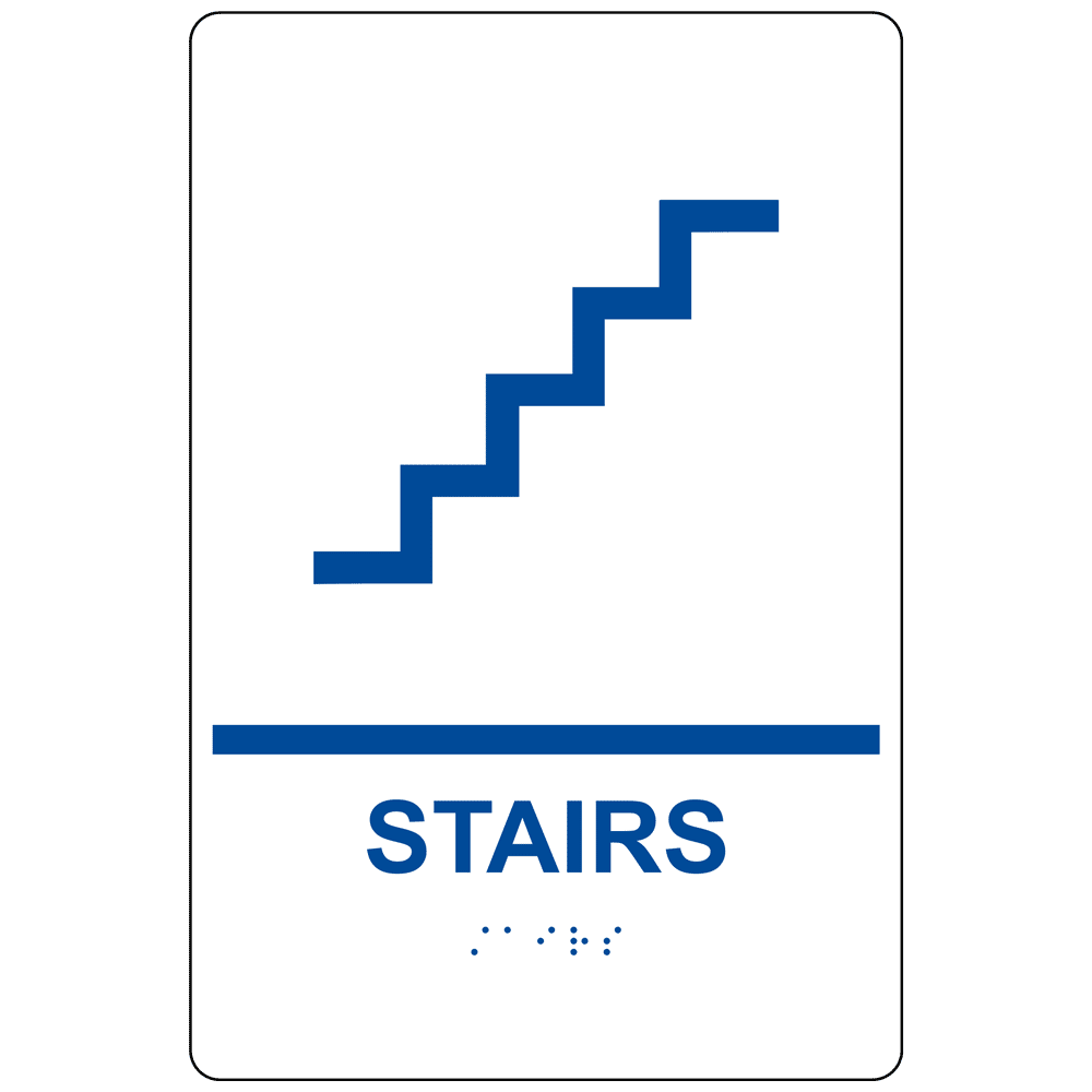 ADA Stairs Braille Sign RRE-220_BLUonWHT Wayfinding