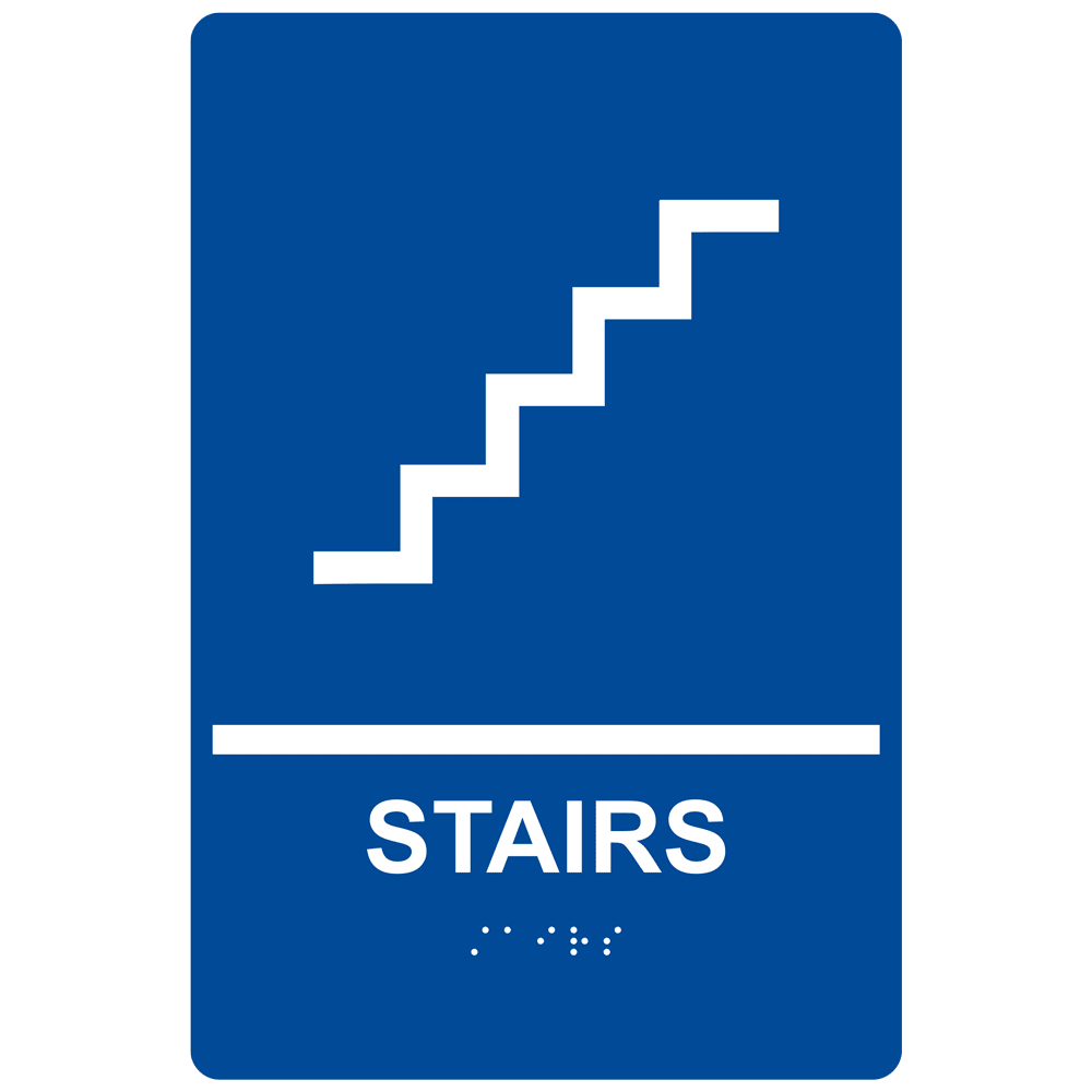 ADA Stairs Braille Sign RRE-220_WHTonBLU Wayfinding