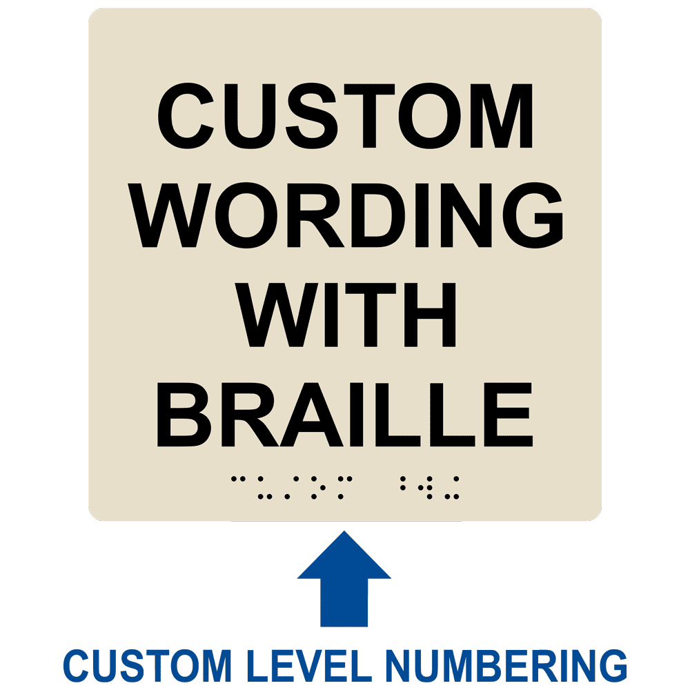 ADA Custom Wording Braille Sign RRE-680-CUSTOM_BLKonAlmond Information