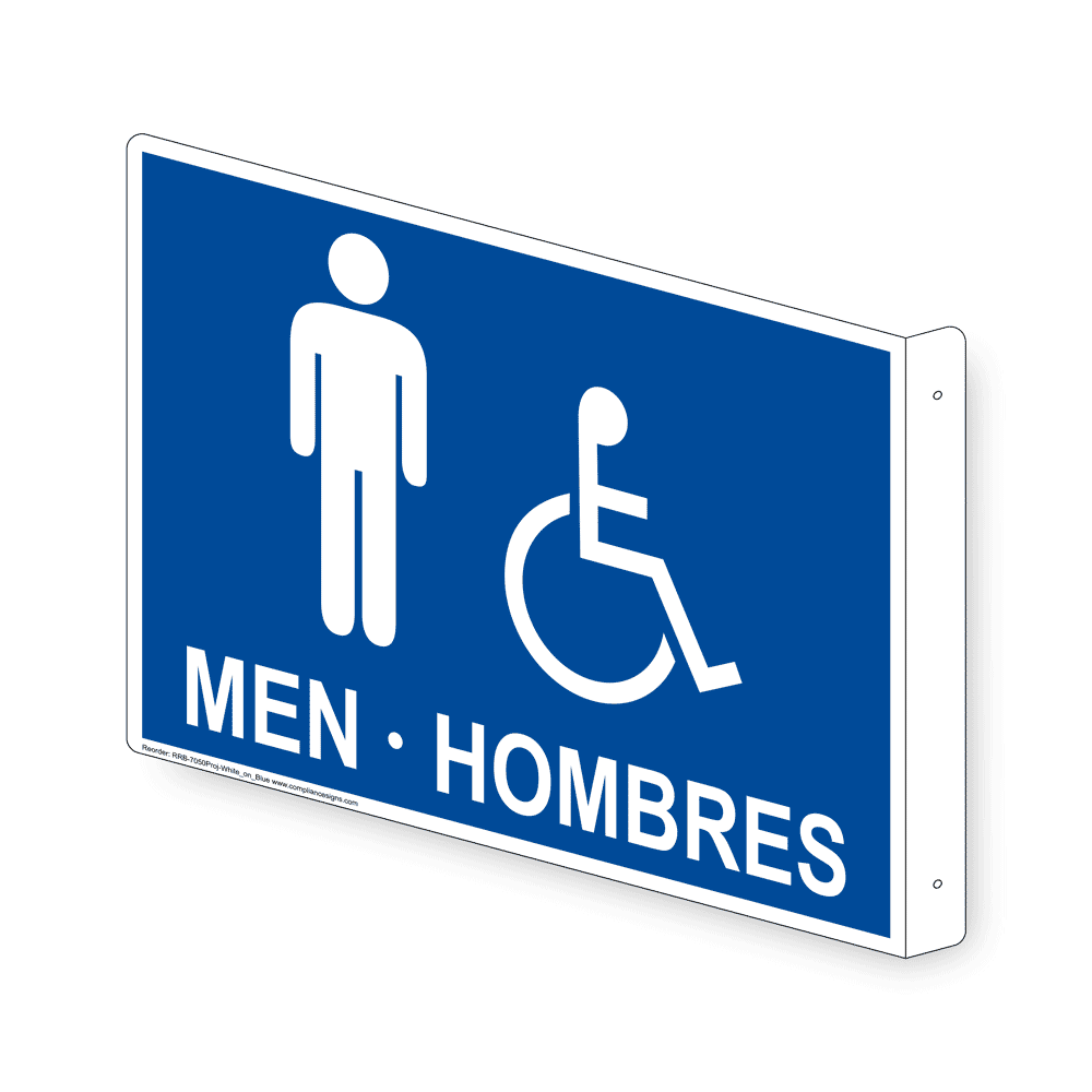 Men Bilingual Sign With Symbol RRB-7050Proj-WHTonBLU Mens / Boys
