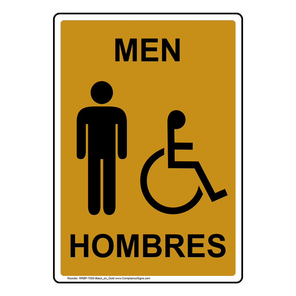 Men - Hombres Sign With Symbol RRBP-7050-BLKonGLD Restrooms