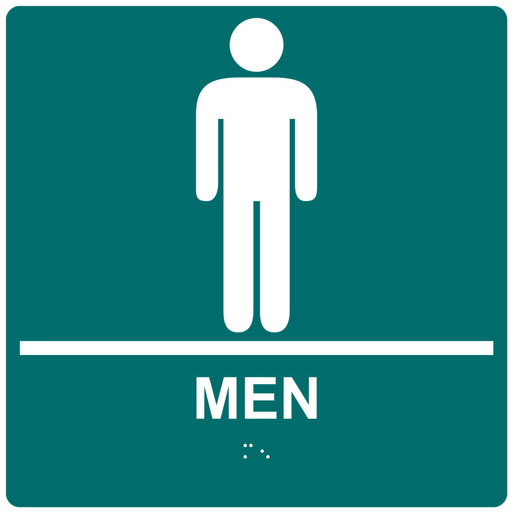 Square ADA Men (Braille = Men) Sign RRE-145-99_WHTonBHMABLU
