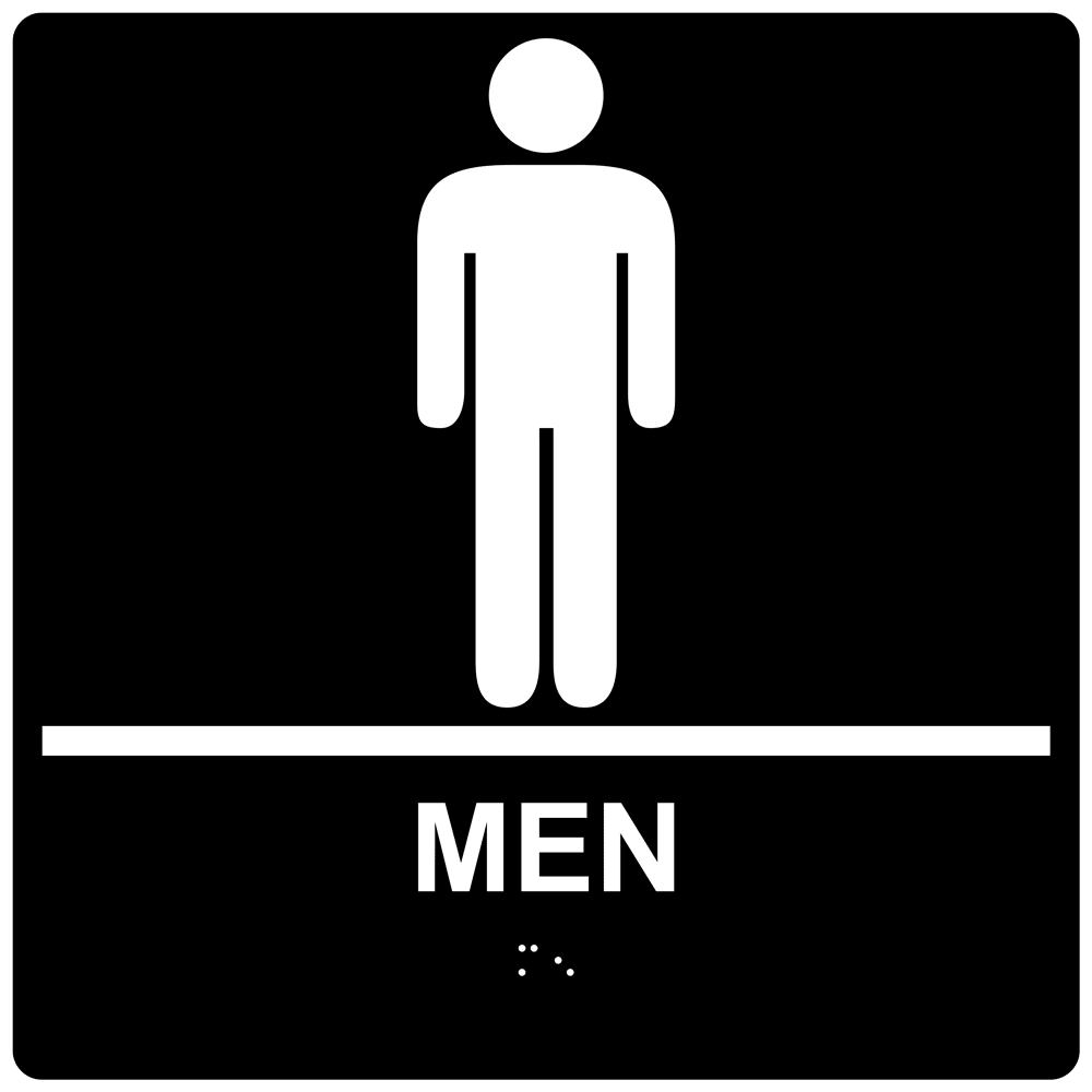 ADA Men Braille Sign RRE-145-99_WHTonBLK Mens / Boys