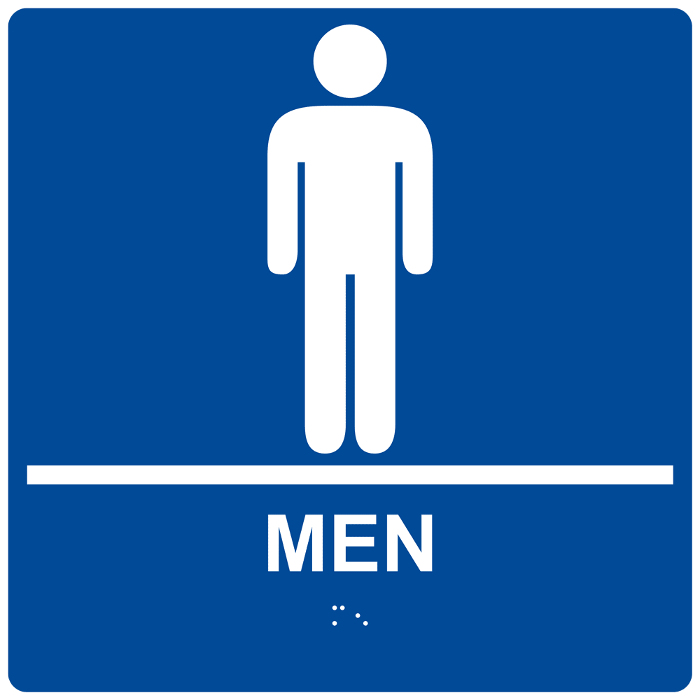ADA Men Braille Sign RRE-145-99_WHTonBLU Mens / Boys