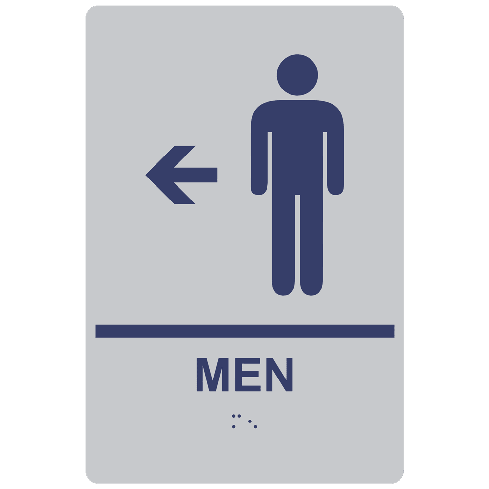 Portrait ADA Men (Braille = Men) Sign RRE-14804_MRNBLUonSLVR