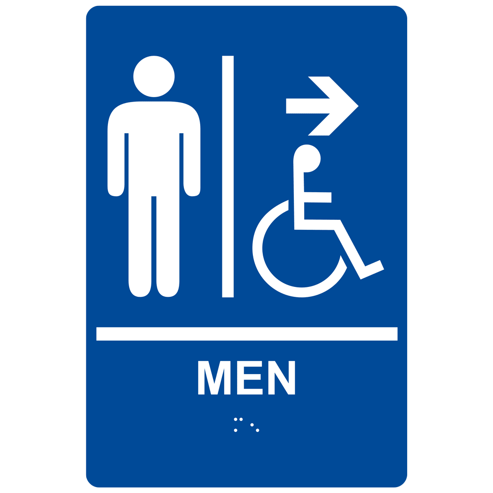 ADA Men Braille Sign RRE-14805_WHTonBLU Mens / Boys