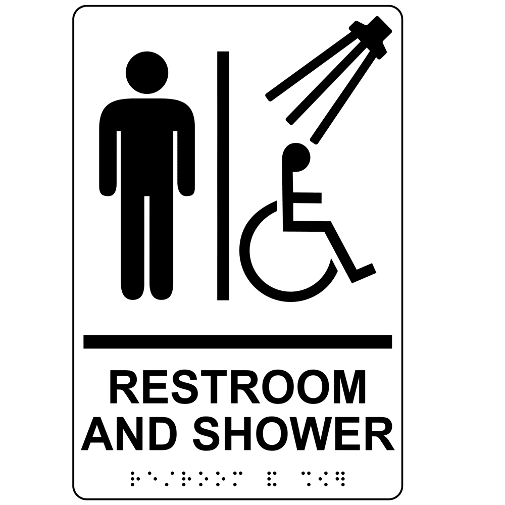 ADA Restroom With Symbol Braille Sign RRE-14822_BLKonWHT Mens / Boys