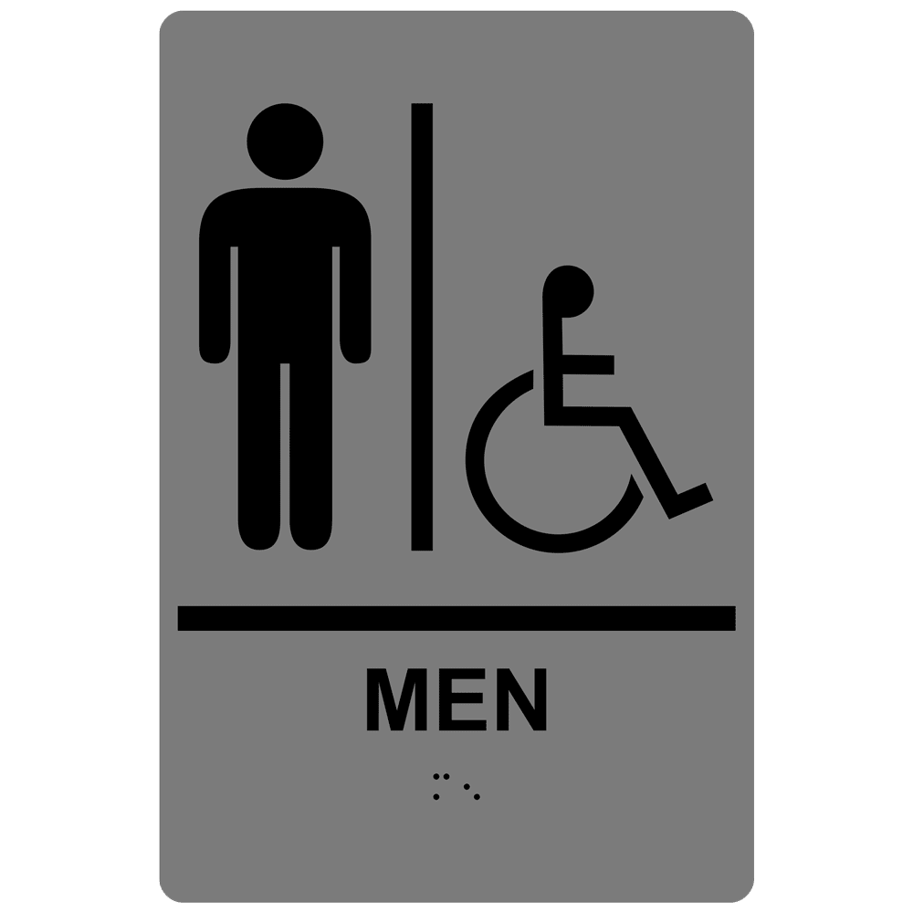 ADA Men Braille Sign RRE-150_BLKonGray Mens / Boys