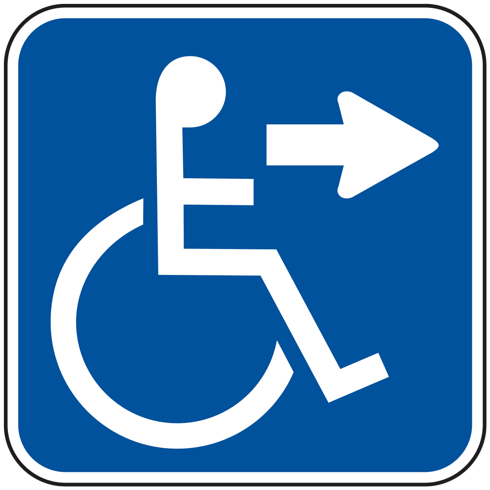 Handicap Symbol Sign With Right Arrow PKE-18645 Parking Handicapped