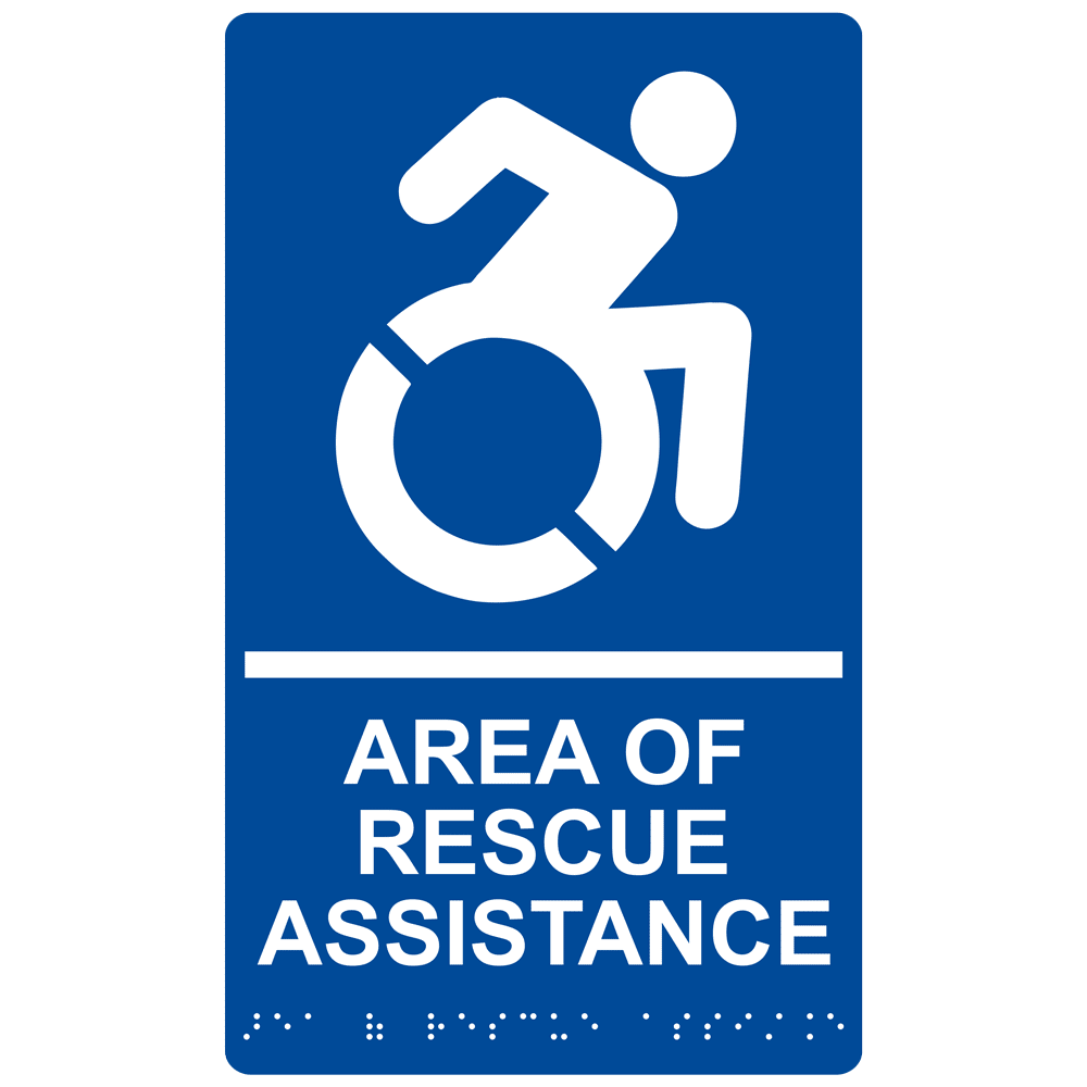 Area Of Rescue Assistance Braille Sign With Dynamic Accessibility ...