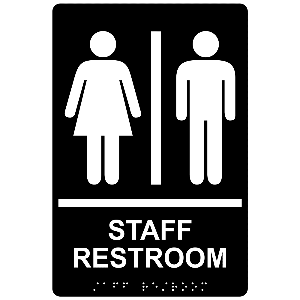 ADA Staff Restroom With Symbol Braille Sign RRE-14833_WHTonBLK