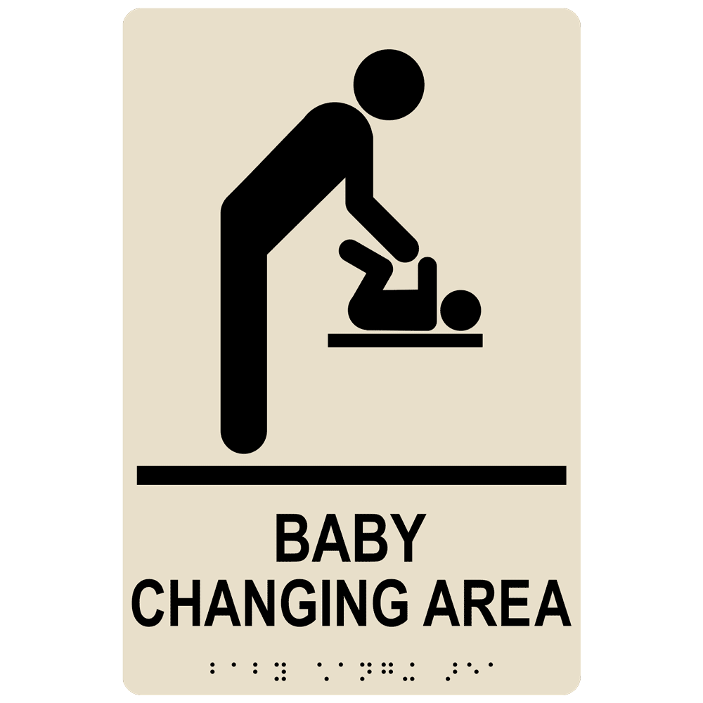 ADA Baby Changing Area Braille Sign RRE-175_BLKonAlmond Restrooms