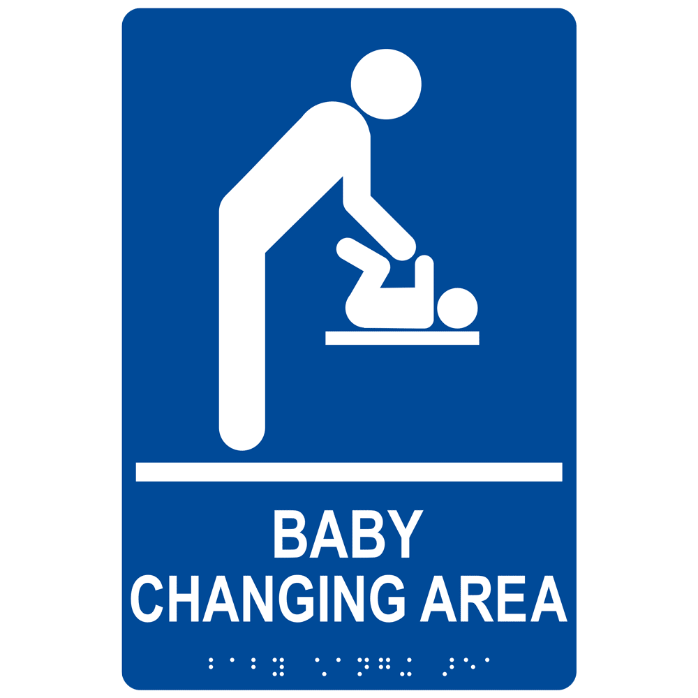 ADA Baby Changing Area Braille Sign RRE-175_WHTonBLU Restroom General