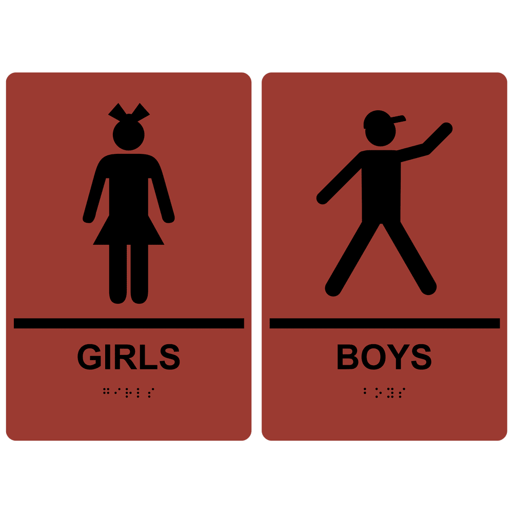 ADA Girls Boys Braille Sign Set RRE-135_155PairedSet_BLKonCanyon