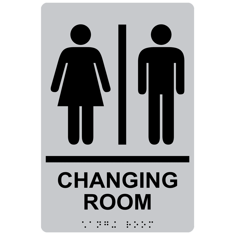 ADA Changing Room Braille Sign RRE-14774_BLKonSLVR Wayfinding