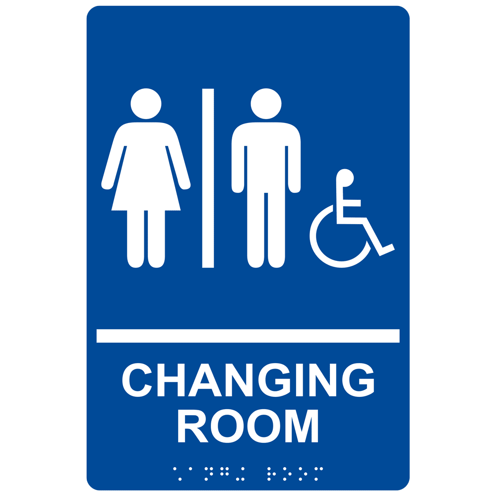 ADA Changing Room Braille Sign RRE-14775_WHTonBLU Wayfinding