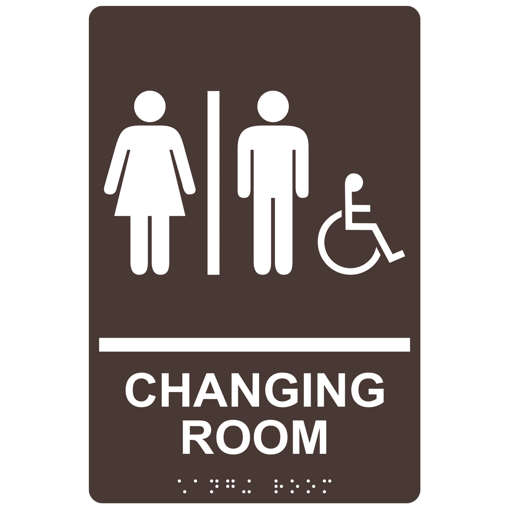 ADA Changing Room Braille Sign RRE-14775_WHTonDKBN Wayfinding