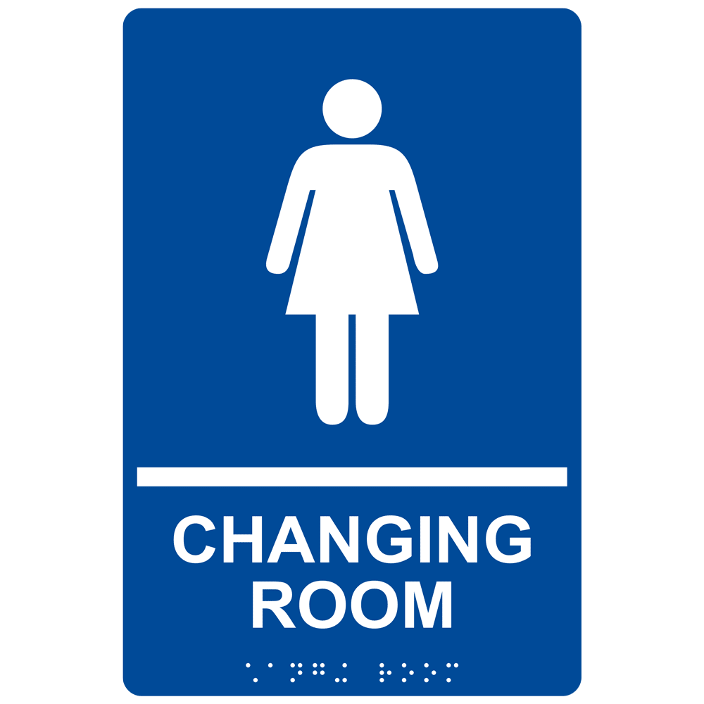 ADA Mens Changing Room Braille Sign RRE-14778_WHTonBLU Wayfinding