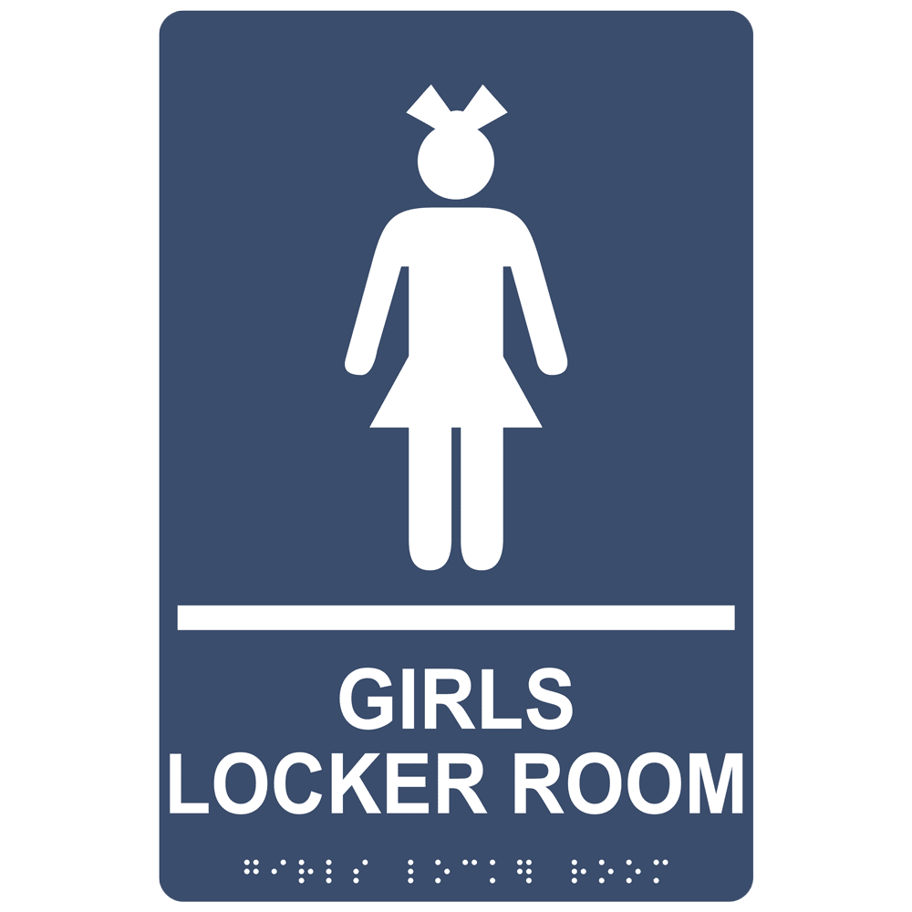 ADA Girls Locker Room Braille Sign RRE-14801_WHTonNavy Wayfinding