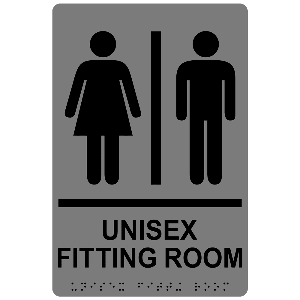 ADA Unisex Fitting Room With Symbol Braille Sign RRE-14843_BLKonGray