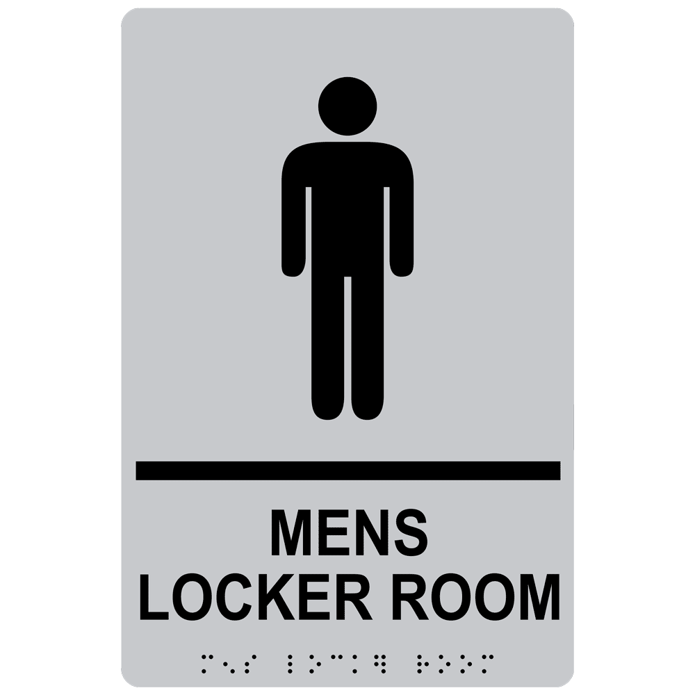 ADA Mens Locker Room Braille Sign RRE-690_BLKonSLVR Wayfinding