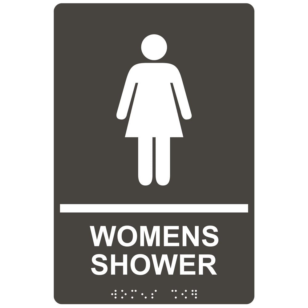 Portrait ADA Womens Shower Braille Sign RRE-825_WHTonCHGRY