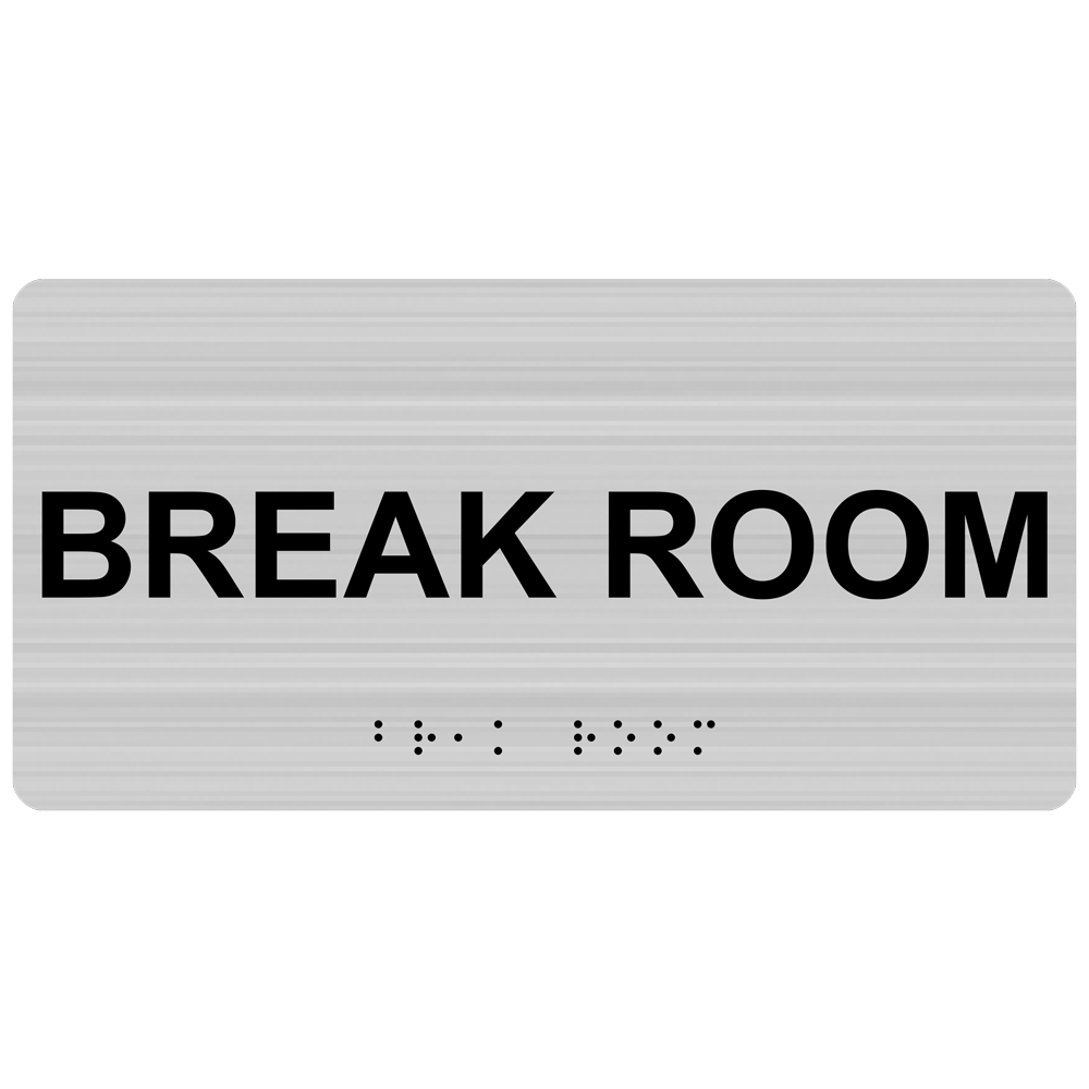 ADA Break Room (Braille = Break Room) Sign RSME-266_BLKonBRSLVR