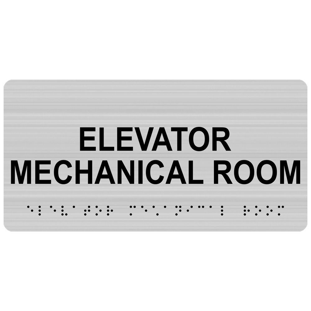 ADA Elevator Mechanical Room (Braille Sign RSME-306_BLKonBRSLVR