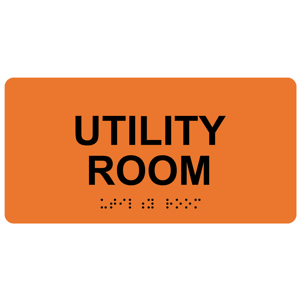 ADA Utility Room Braille Sign RSME-31858_BLKonORNG