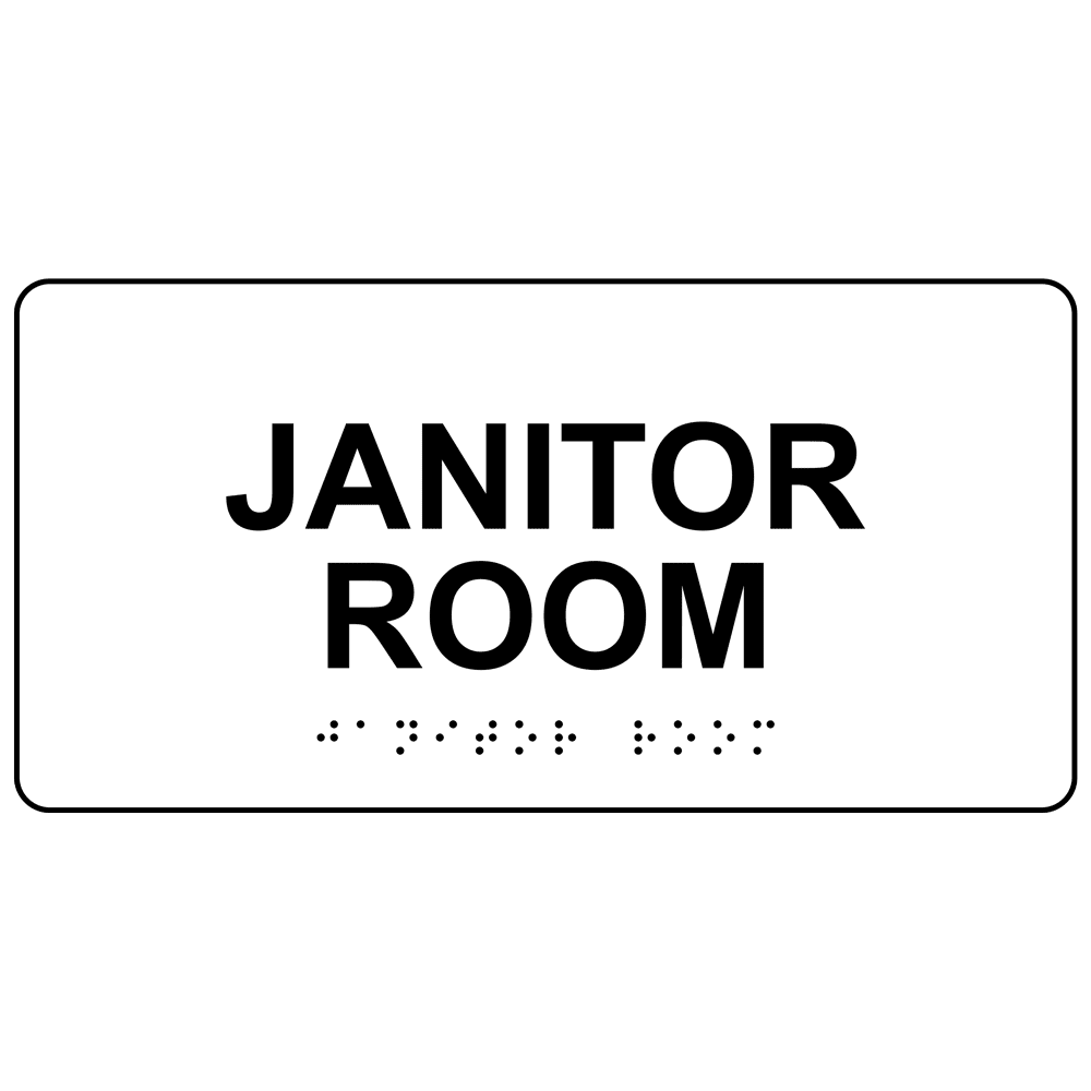 ADA Janitor Room Braille Sign RSME-377_BLKonWHT