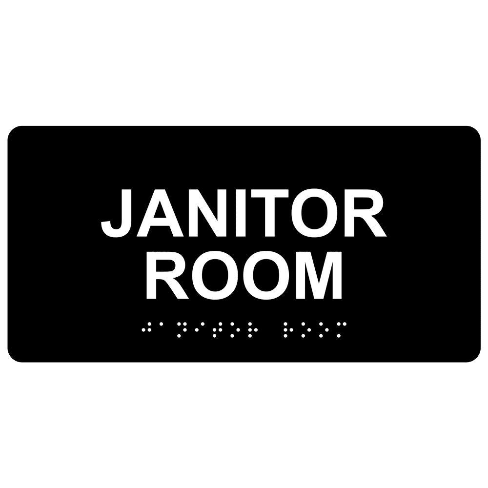 ADA Janitor Room Braille Sign RSME-377_WHTonBLK