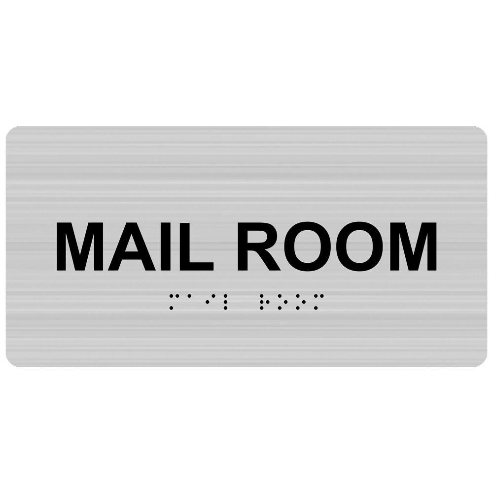 ADA Mail Room (Braille = Mail Room) Sign RSME-415_BLKonBRSLVR