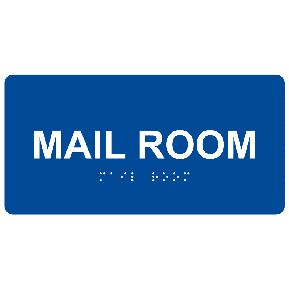 ADA Mail Room Braille Sign RSME-415_WHTonBLU