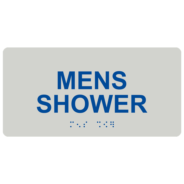 ADA Mens Shower (Braille = Mens Shower) Sign RSME-433_BLUonPRLGY