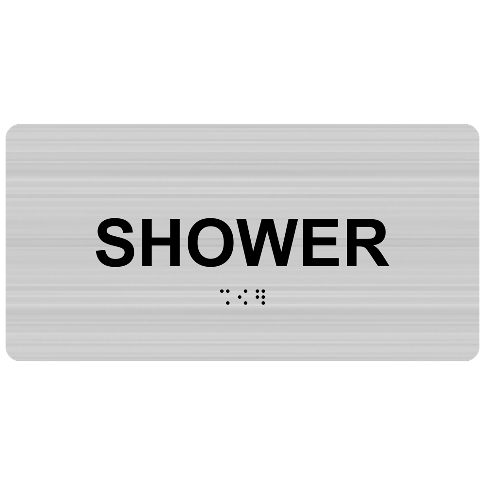 ADA Shower (Braille = Shower) Sign RSME-563_BLKonBRSLVR
