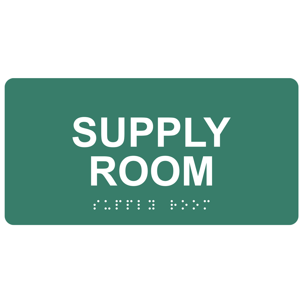 ADA Supply Room Braille Sign RSME 586 WHTonPNGRN ada-supply-room-braille-sign-rsme-586-whtonpngrn