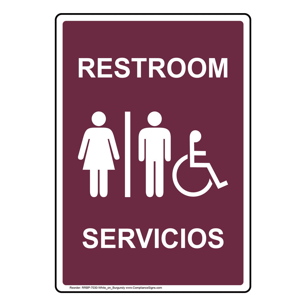 Restroom - Servicios Sign With Symbol RRBP-7030-WHTonBRG Restrooms