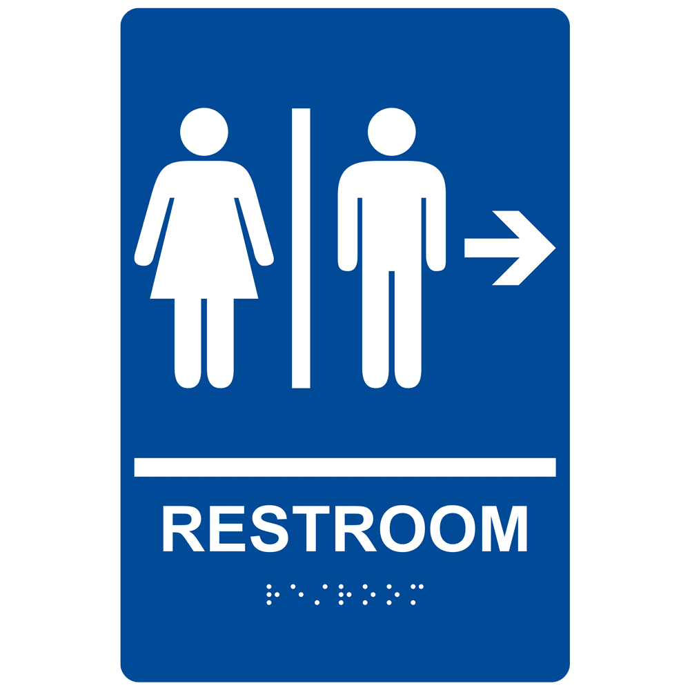 ADA Restroom With Symbol Braille Sign RRE-14817_WHTonBLU