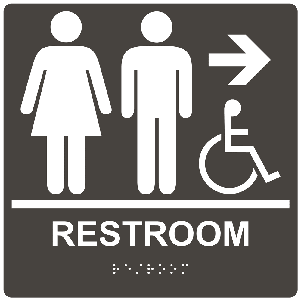ADA Restroom With Symbol Braille Sign RRE-14819-99_WHTonCHGRY