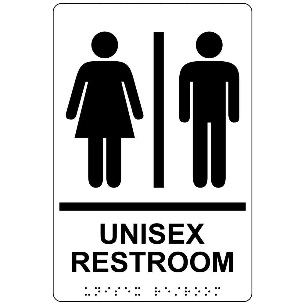 ADA Unisex Restroom With Symbol Braille Sign RRE-14844_BLKonWHT