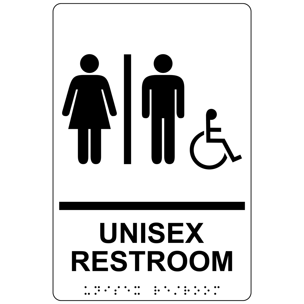 ADA Unisex Restroom With Symbol Braille Sign RRE-14845_BLKonWHT