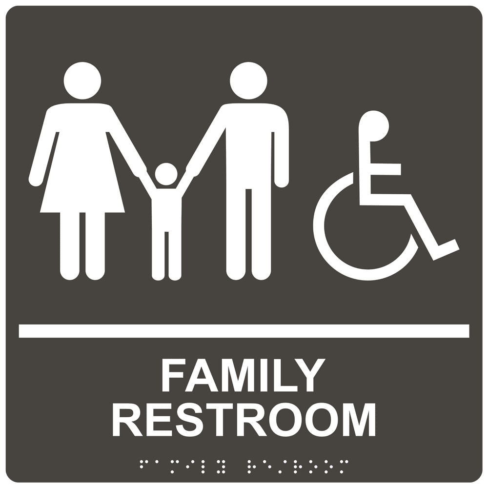 ADA Family Restroom Braille Sign RRE-170-99_WHTonCHGRY Restrooms