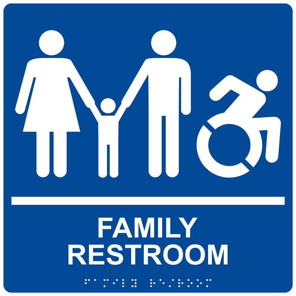 Family Restroom Braille Sign With Dynamic Accessibility Symbol RRE-170R ...