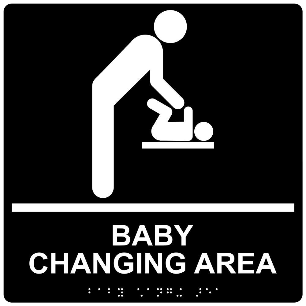 ADA Baby Changing Area Braille Sign RRE-175-99_WHTonBLK Restrooms